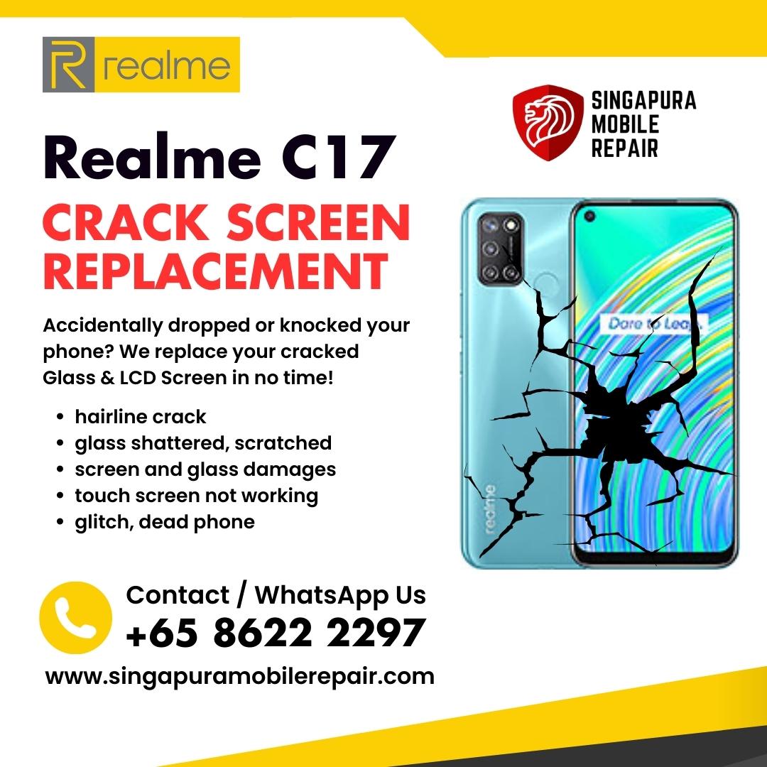 Realme C17 Cracked Front Screen Glass Replacement Cost Singapore ...